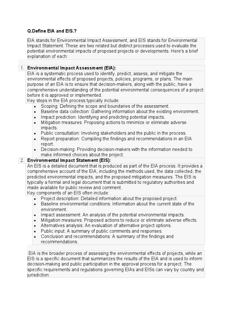 Q.Define EIA and EIS.? | PDF