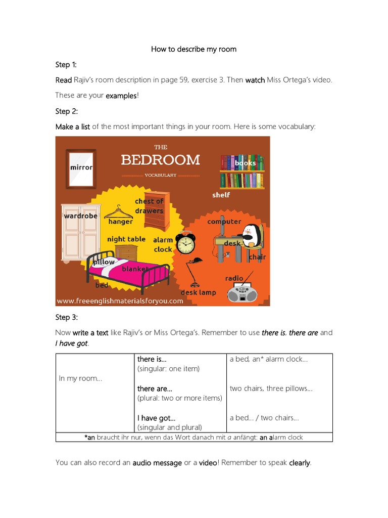Room Description Exercise Guide | PDF | Language Arts & Discipline