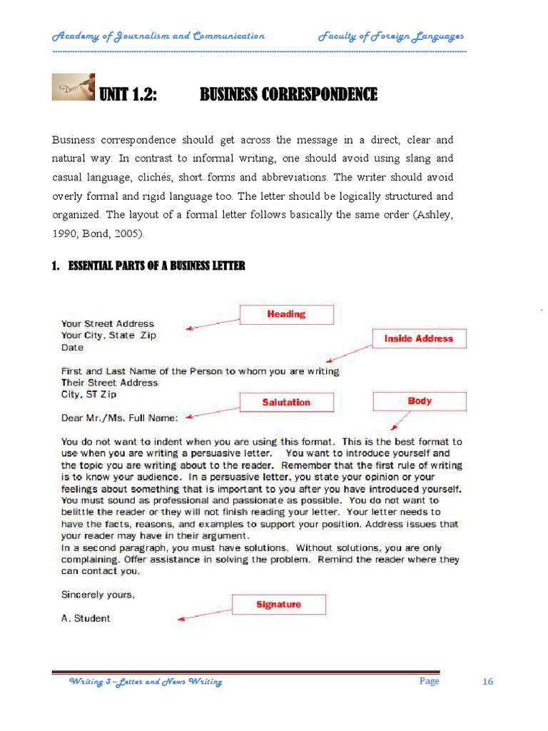 Formal Letter-For Students | PDF | Text | Written Communication