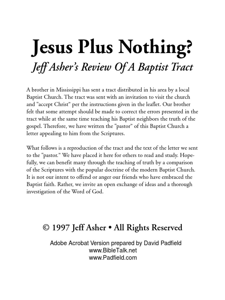 Jesus Plus Nothing | PDF | Baptism | Jesus