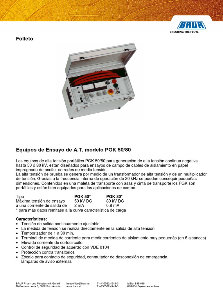 Ds DC HV Tester PGK 50 80 Baur Es-Es | PDF | Corriente eléctrica ...