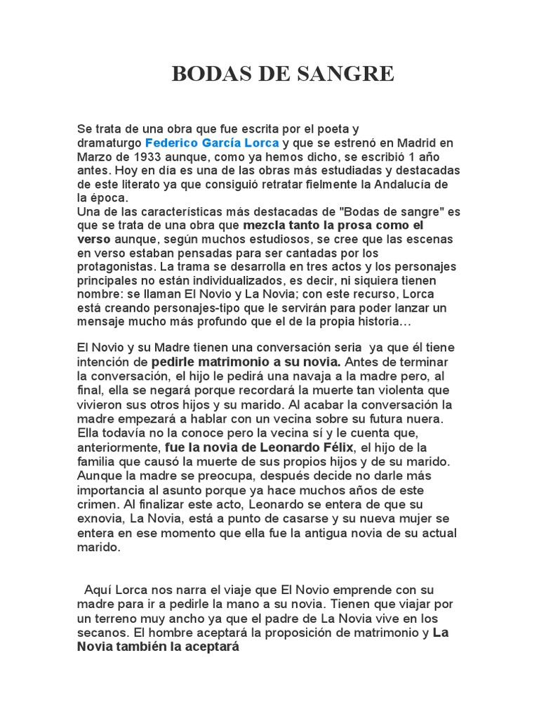 Bodas de Sangre | PDF | Federico García Lorca