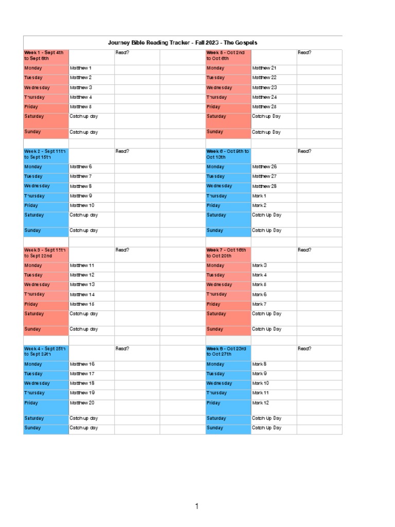 Journey Bible Reading Tracker 2 | PDF | Gospel Of Luke