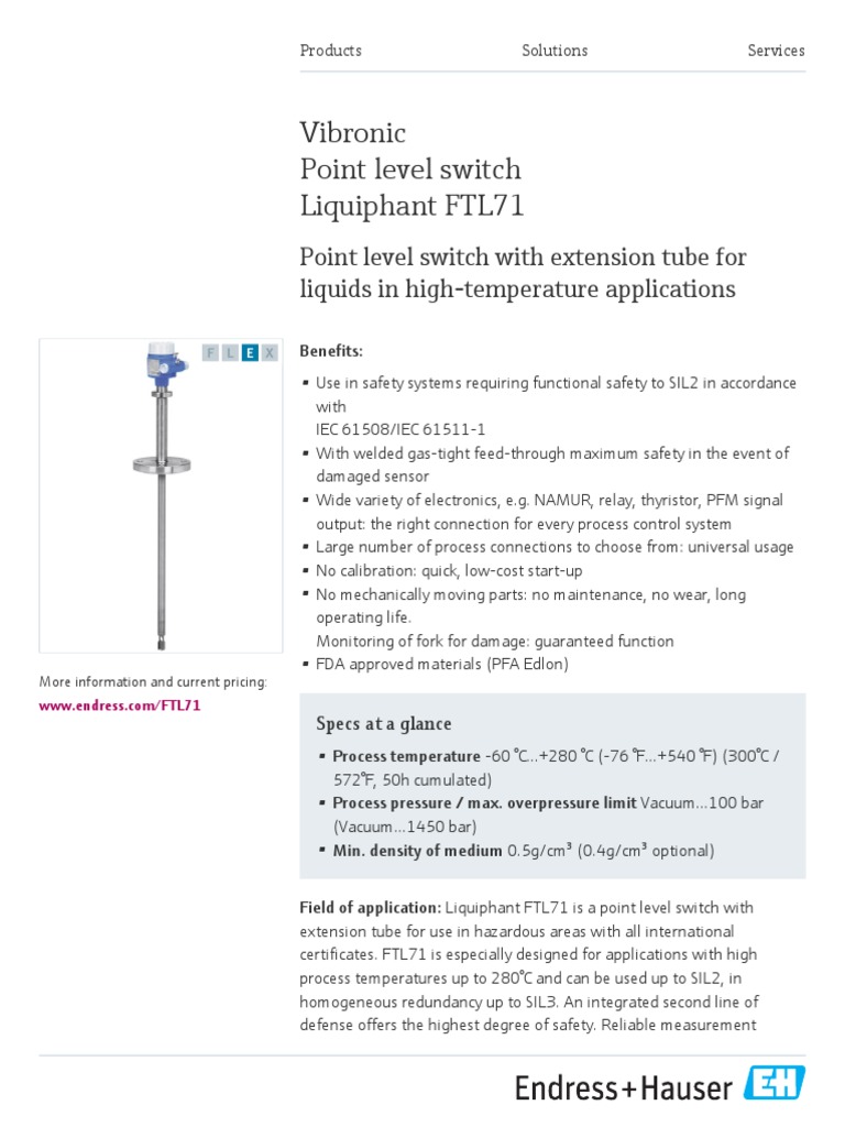 Endress-Hauser Liquiphant S FTL71 EN | PDF | Density | Switch