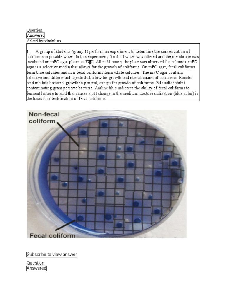 Coliform Enumeration Pdf Colony Forming Unit Microbiology