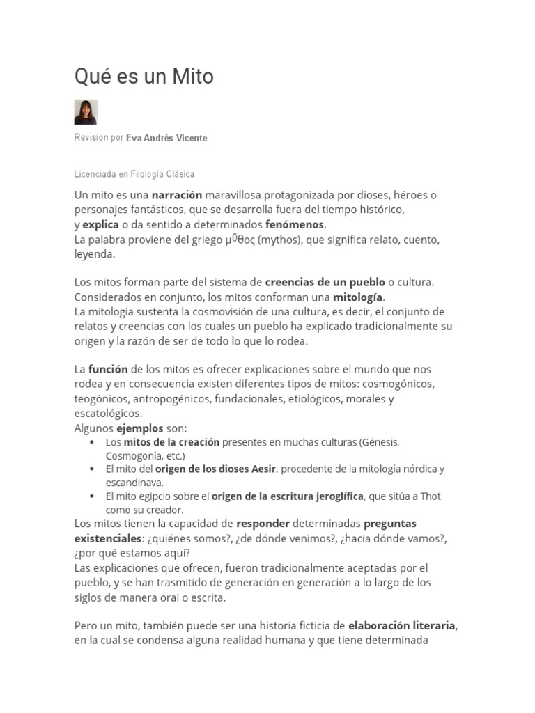 El Mito y Sus Caracteristicas | PDF | Mitología griega | Creencia religiosa y doctrina