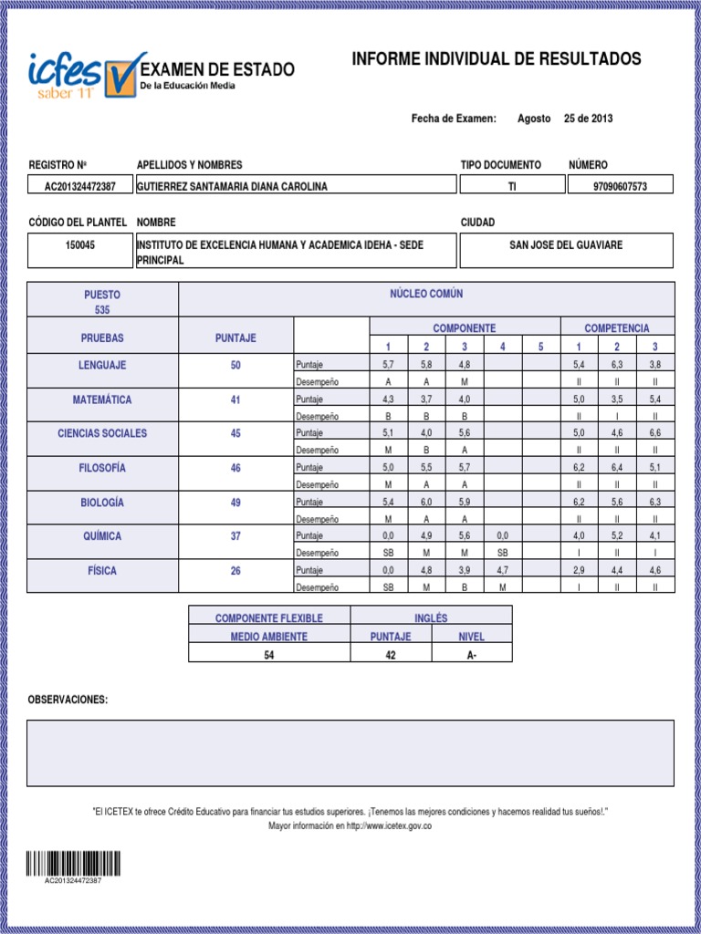 Resultados ICFES | PDF