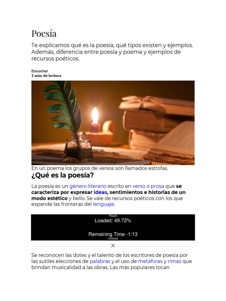 La Poesia y Sus Caracteristicas | PDF | Poesía