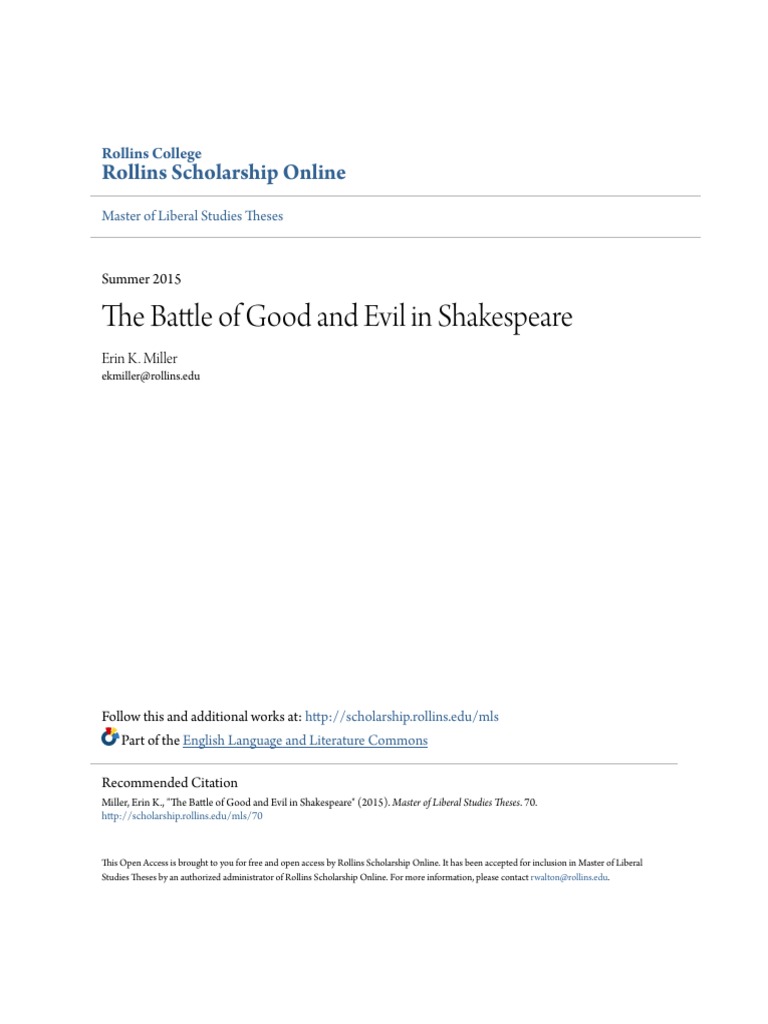The Battle of Good and Evil in Shakespeare | PDF | Iago | William ...