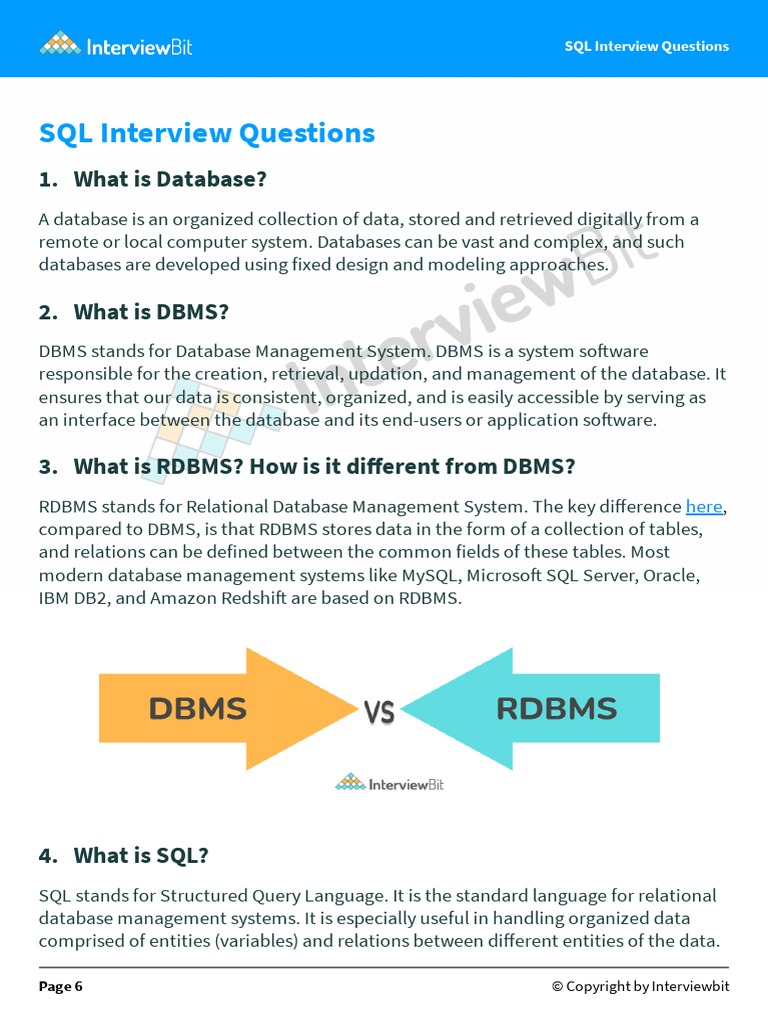 SQL Interview Questions | PDF | Database Index | Relational Database SQL Interview Questions | PDF | Database Index | Relational Database