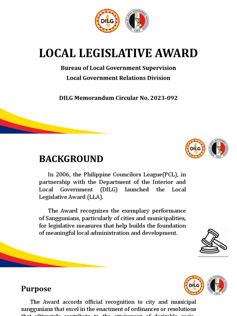 1 Presentation DILG MC No. Local Legislative Awards | PDF | Legislature ...
