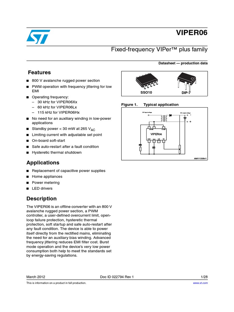 VIPER06 | PDF | Electronics | Telecommunications Engineering