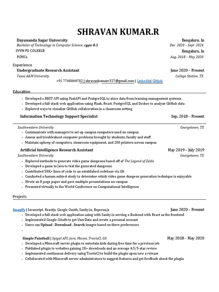 Shravan Resume | Download Free PDF | Java Script | World Wide Web Shravan Resume | Download Free PDF | Java Script | World Wide Web