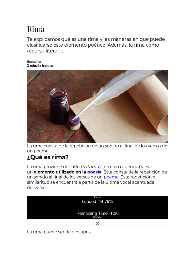 La Rimay Sus Caracteristicas | PDF | Rima | Poesía