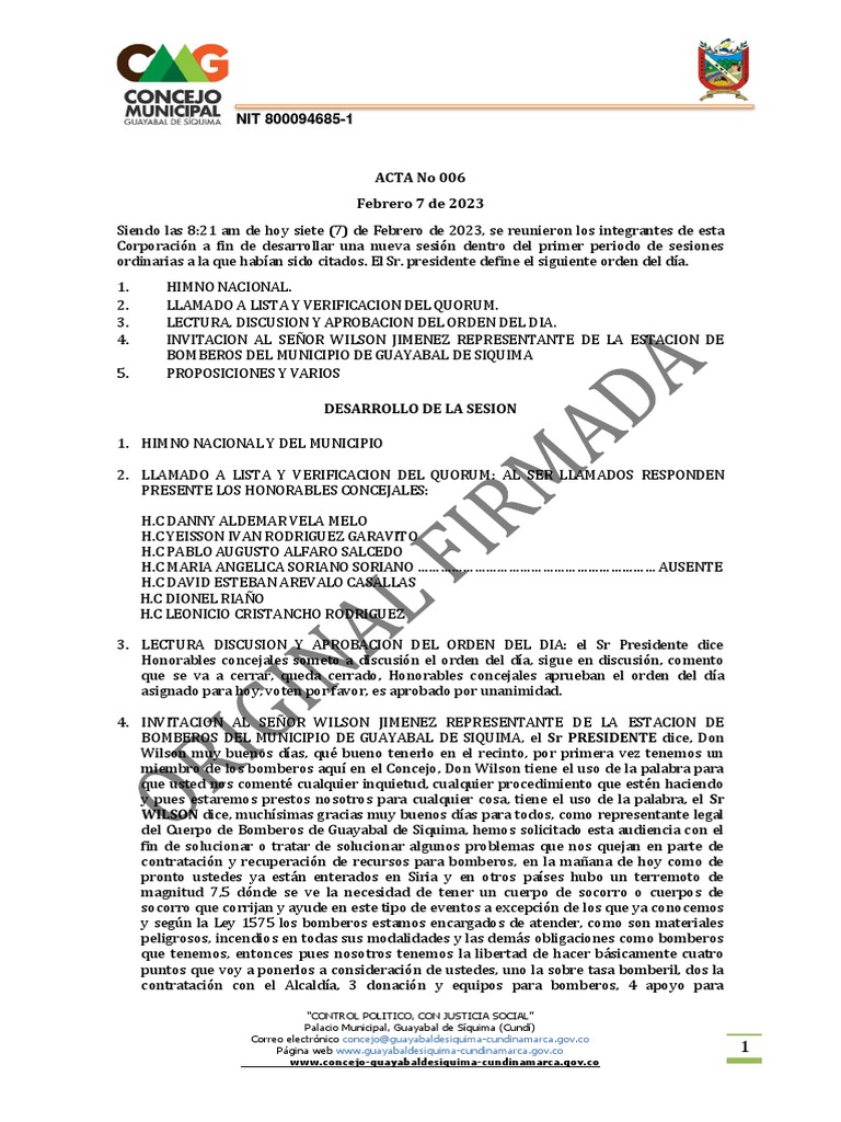 Acta #006 Bomberos | PDF | Ambulancia | Bombero