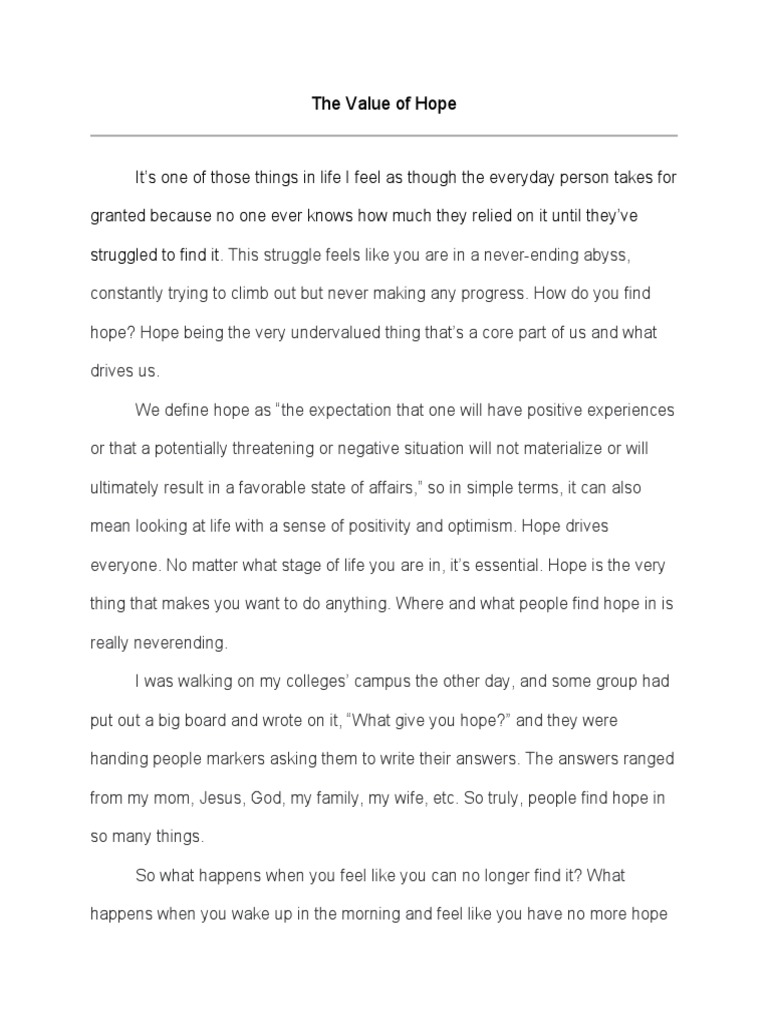 The Value of Hope | PDF | Hope