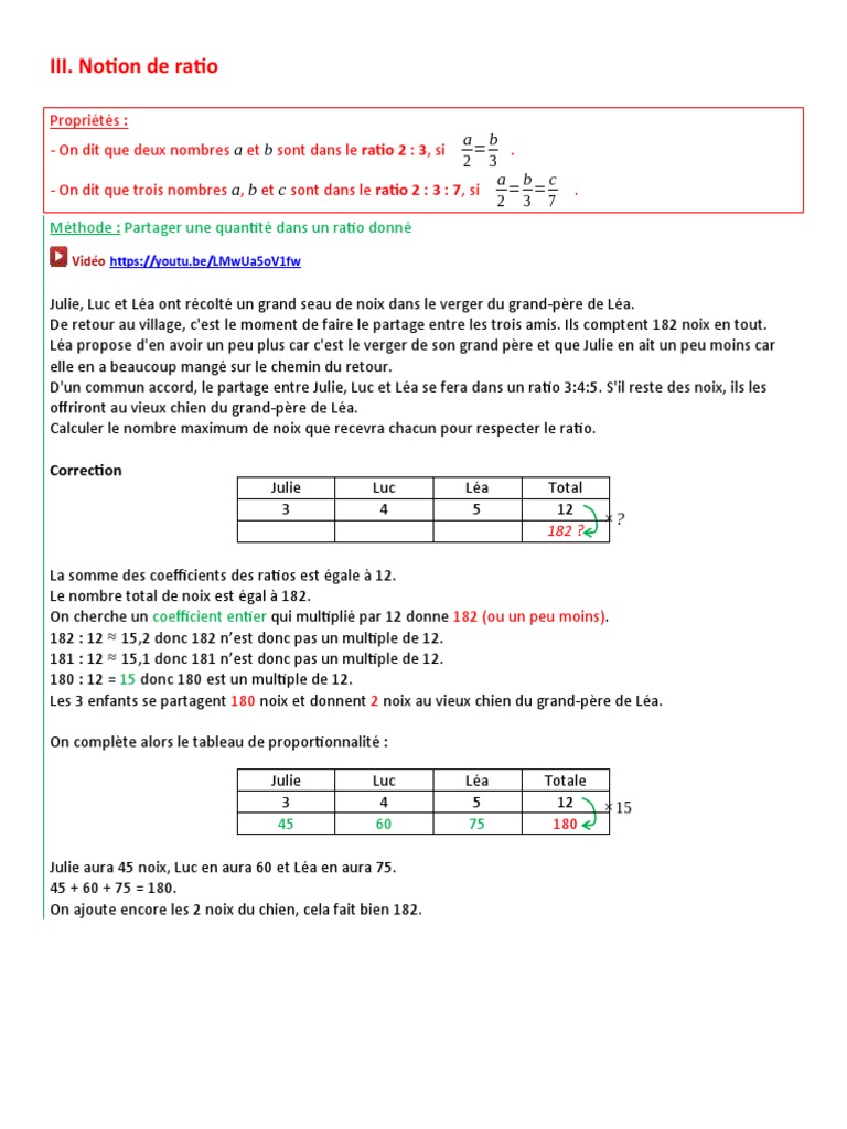 Chapitre 5 Partie 3 Notion de Ratio | PDF