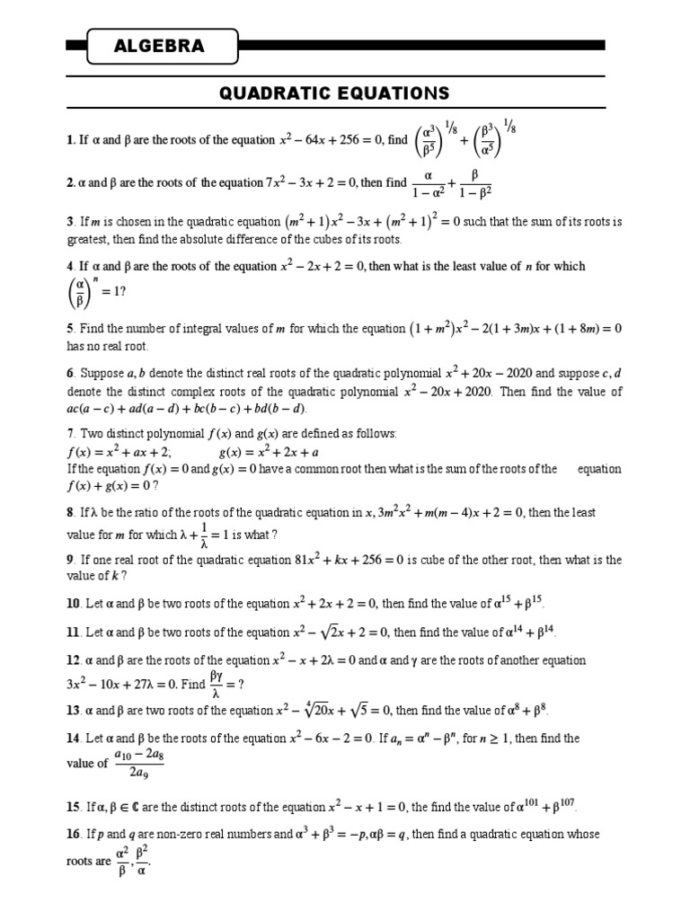 QDEGNSW | PDF | Polynomial | Quadratic Equation