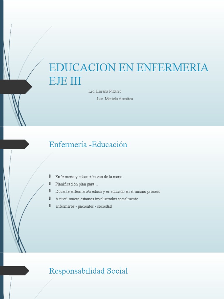 Educacion en Enfermeria. Eje Iii | PDF