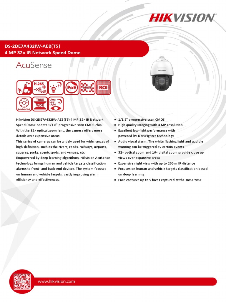 Hikvision DS-2DE7A432IW-AEB(T5) Specs | PDF | Camera | Field Of View