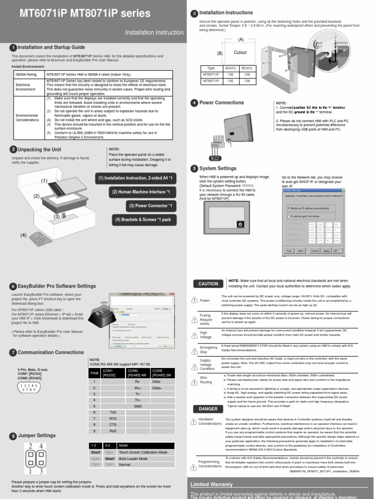 Weintek Mt6071ip 8071ip Installman | PDF | Power Supply | Electronics