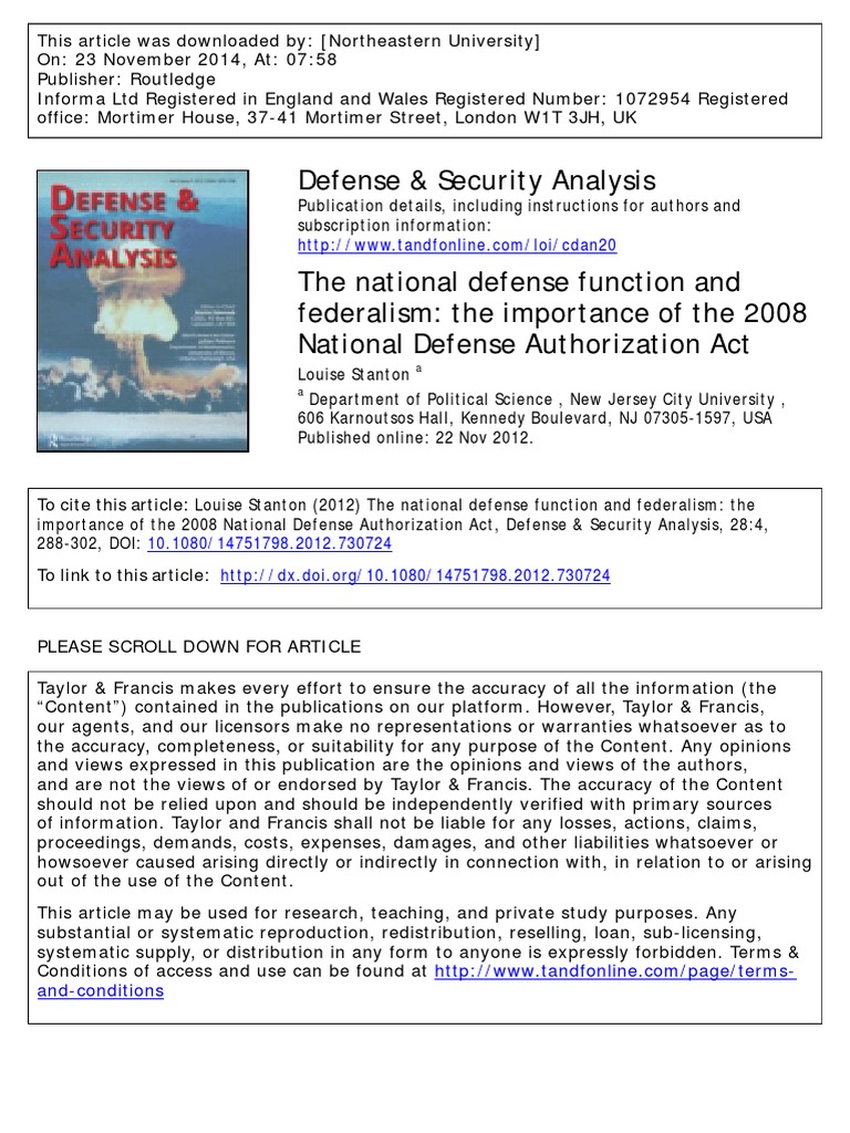 The Importance of The 2008 National Defense Authorization Act | PDF ...
