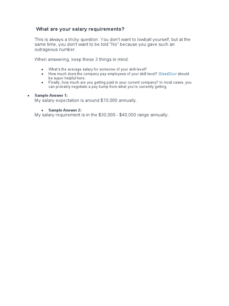 What Are Your Salary Requirements - Docx SAMPLE | PDF