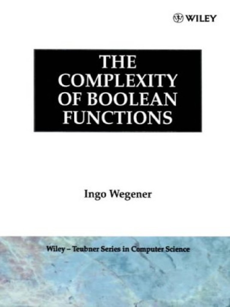 Ingo Wegener The Complexity Of Boolean Functions Pdf Computational Complexity Theory