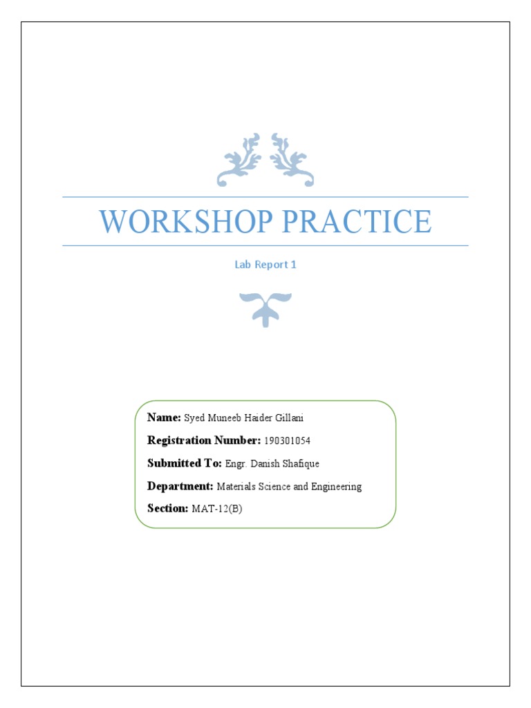 054 - Syed Muneeb Haider Gillani - Lab Report - 1 | PDF | Grinding (Abrasive Cutting ...