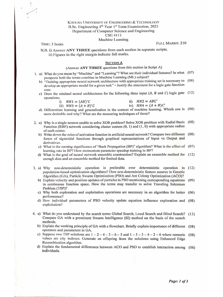 Machine Learning Full Question Bank | PDF