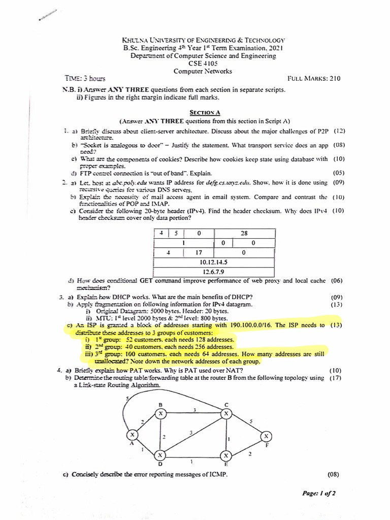 Computer Networks Full Question Bank | PDF | Transmission Control ...