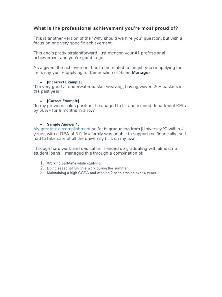 What Is The Professional Achievement You're Most Proud of | PDF