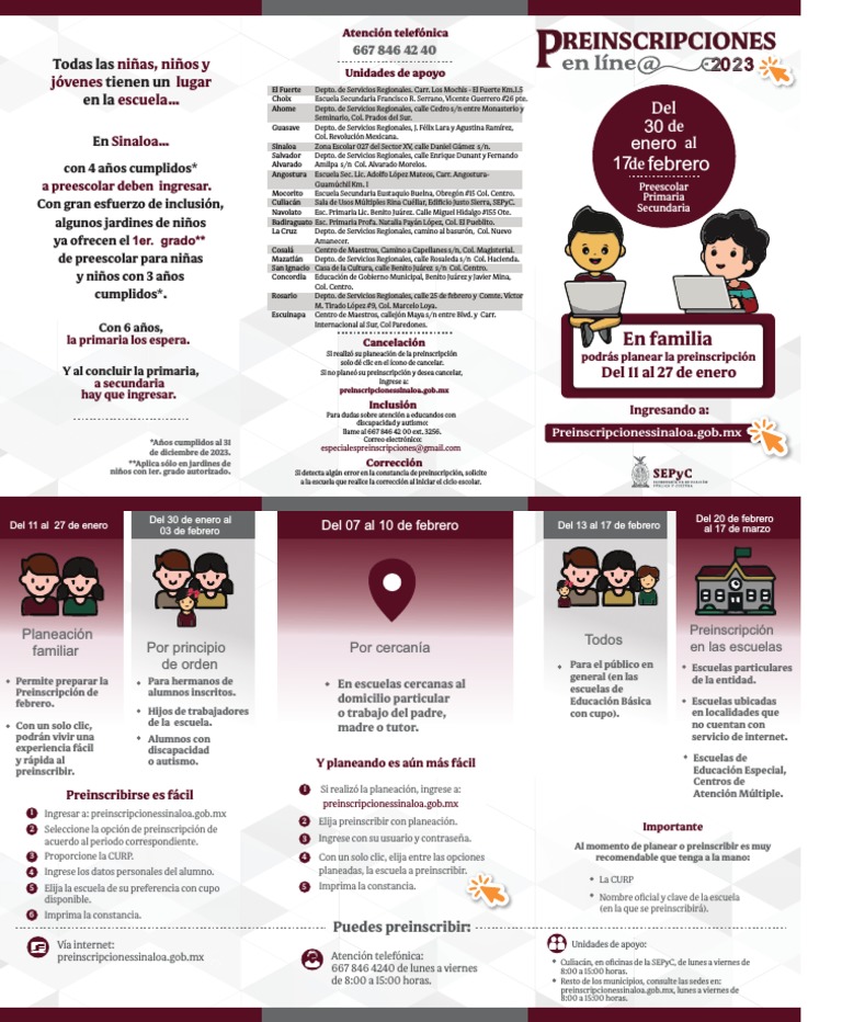 Tríptico Preinscripciones 2023 | PDF