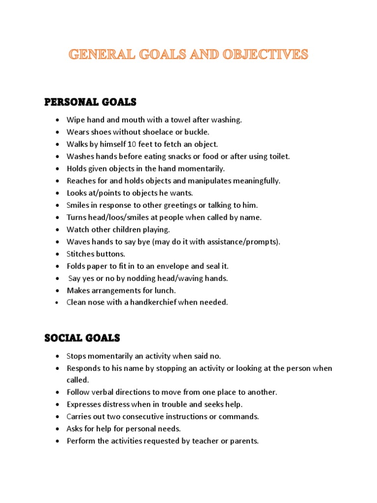 GENERAL GOALS AND OBJECTIVES | PDF | Decision Making | Psychology
