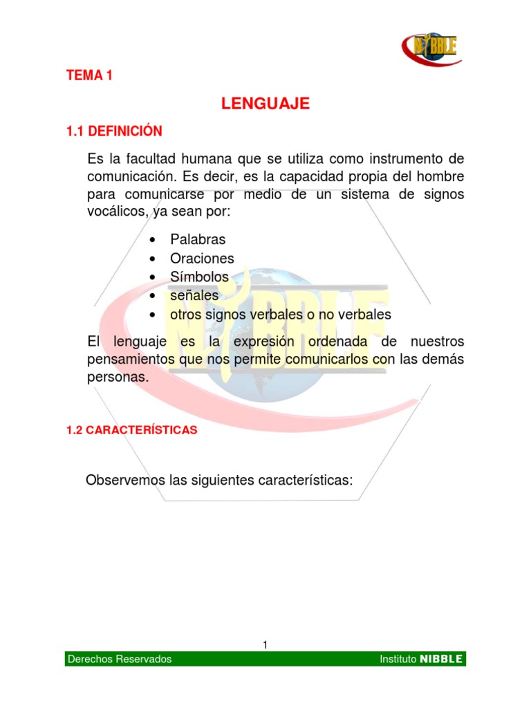 1.TEMA 1 - El Lenguaje | PDF | Lingüística | Comunicación humana