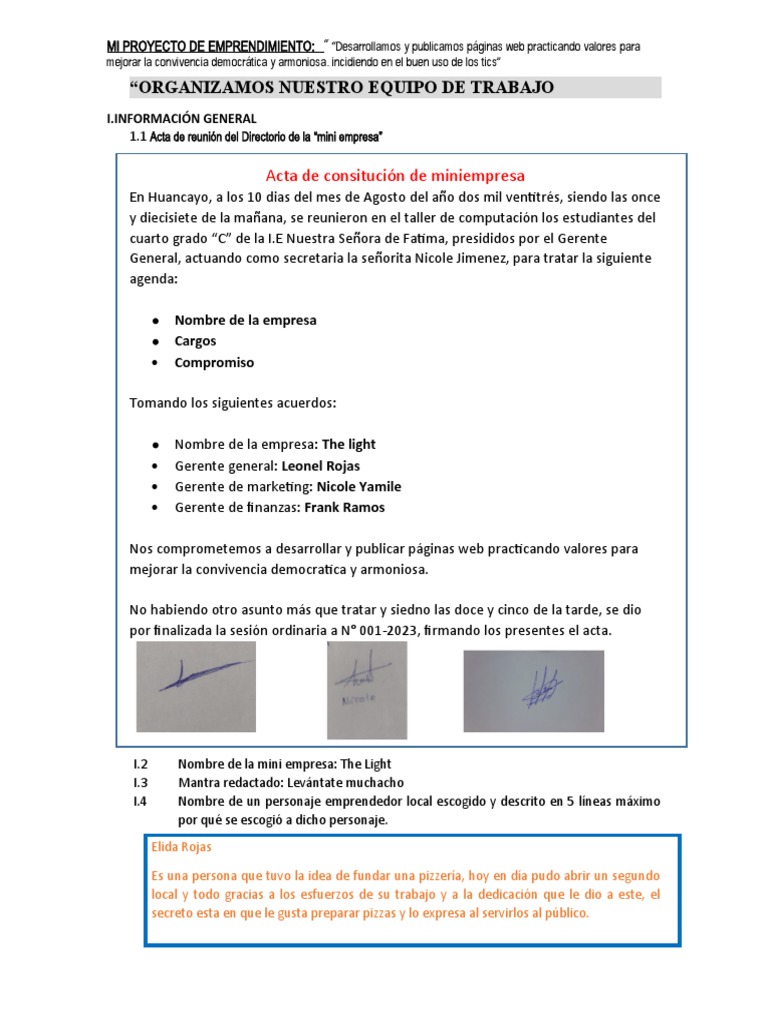 Organizamos Nuestro Equipo de Trabajo (Ficha 1) | PDF