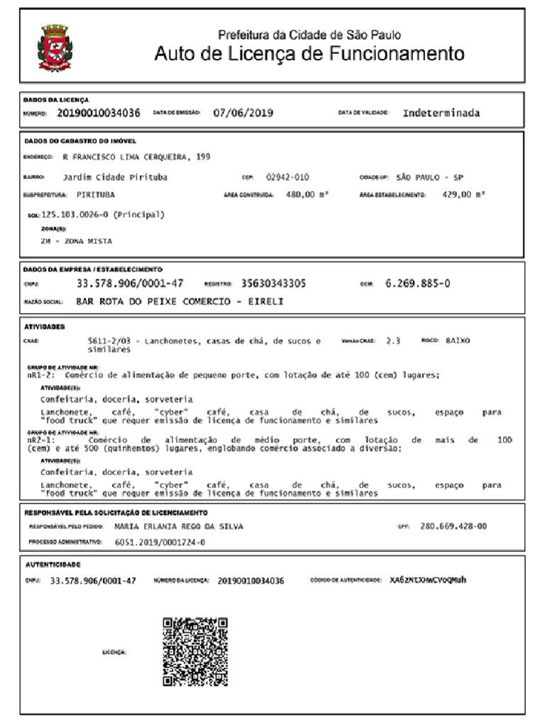 Auto Licenca Funcionamento Integrado | PDF