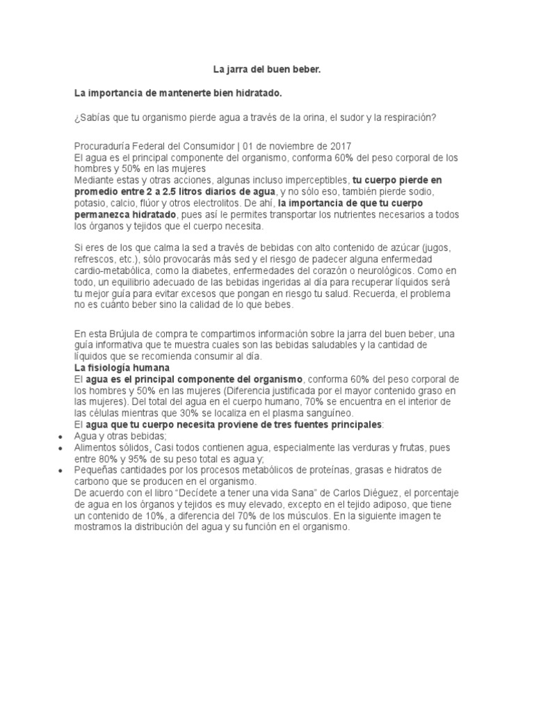 Importancia de la Jarra del Buen Beber | PDF | Agua | Bebida