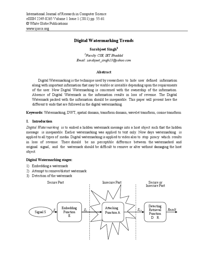 Digital Watermarking Trends | PDF | Wavelet | Data Compression