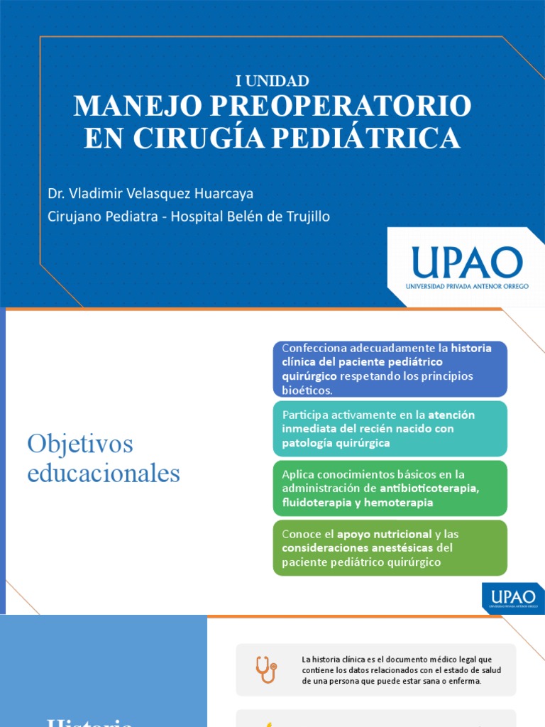 U1 PTT I UNIDAD - MANEJO PREOPERATORIO EN CIRUGÍA PEDIÁTRICA Final ...