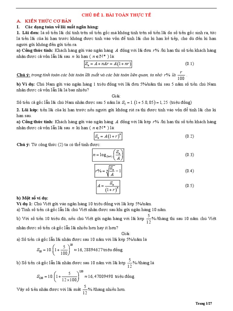 Tom Tat Ly Thuyet Va Bai Tap Trac Nghiem Bai Toan Thuc Te | PDF