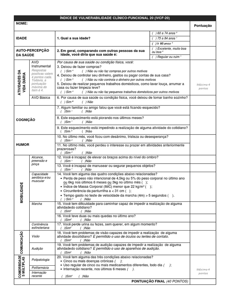 Ivcf 20 | PDF | Índice de massa corporal
