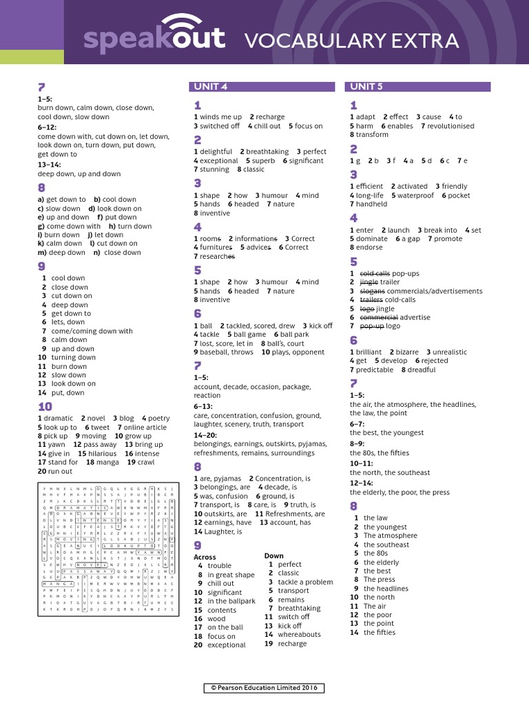 Speakout Vocabulary Extra Upper Intermediate Answer Key | PDF
