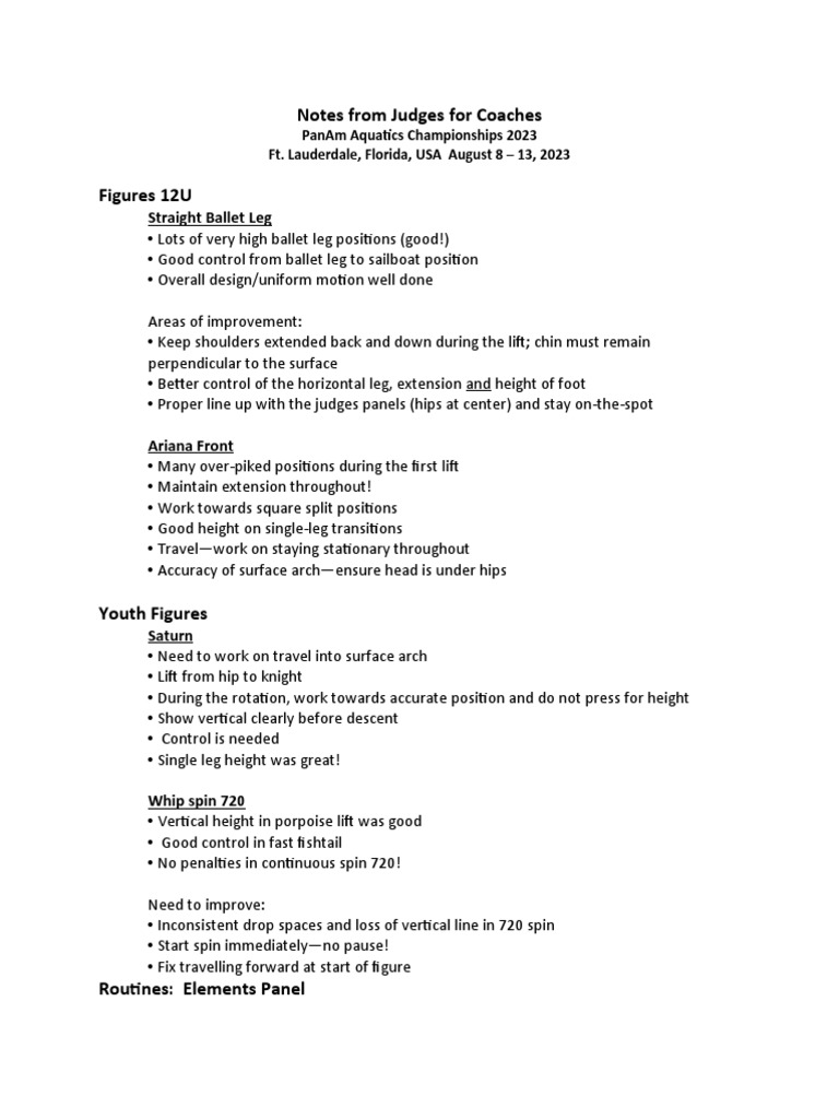 Judges Notes For Coaches - PAQ 2023 - English | PDF | Lift (Force)