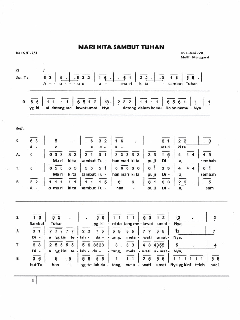 Teks Lagu Mari Kita Sambut Tuhan | PDF