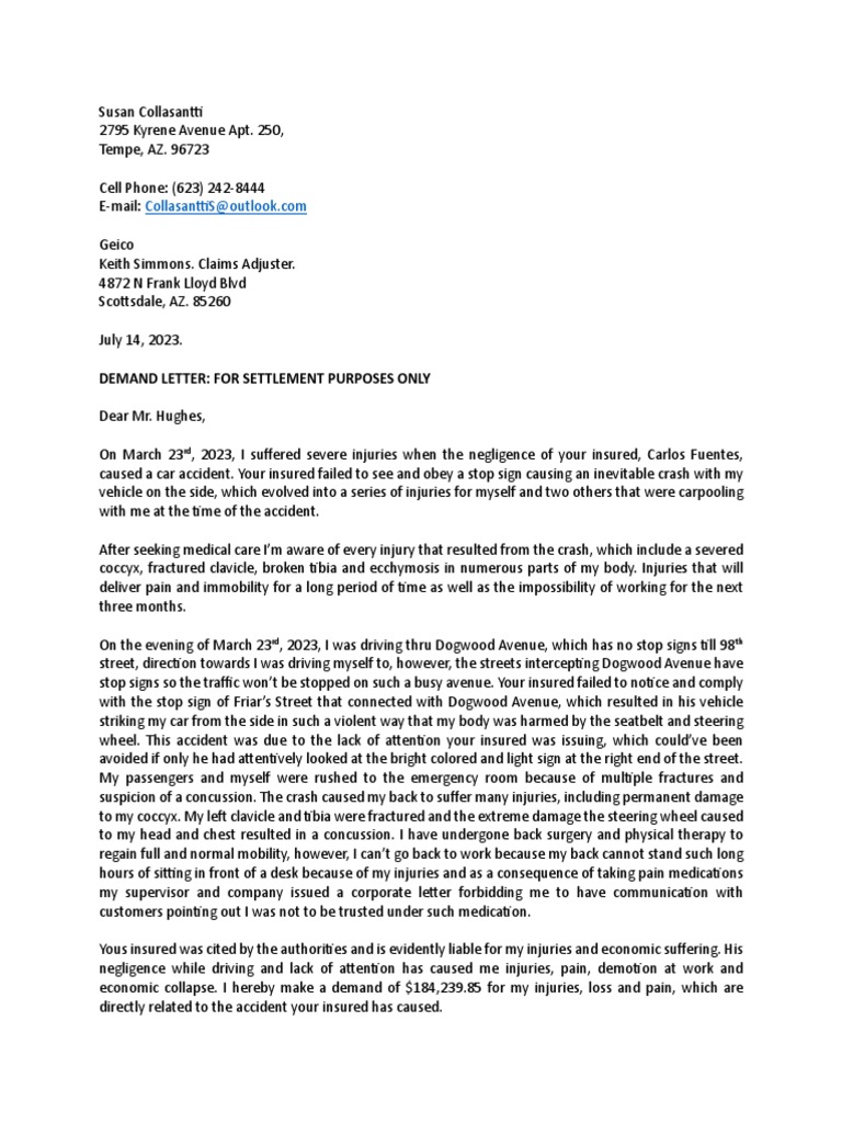 Demand Letter | PDF | Injury | Emergency Department
