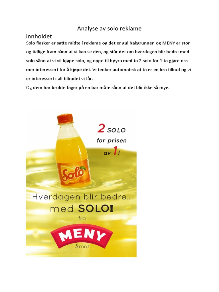 Solo Reklame Analyse | PDF