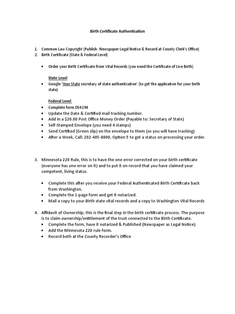 Birth Certificate Authentication Instructions | PDF