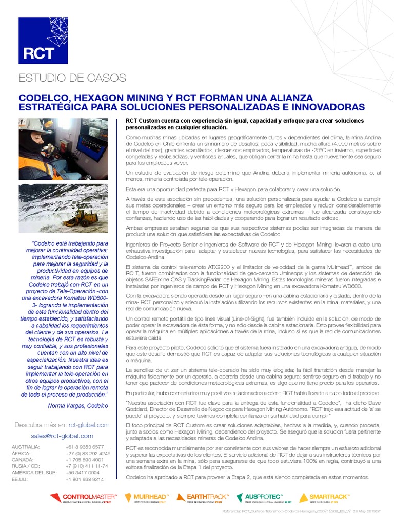 RCT Surface-Teleremote-Codelco-Hexagon CS0715308 ES V7 LR | PDF | Ingeniería