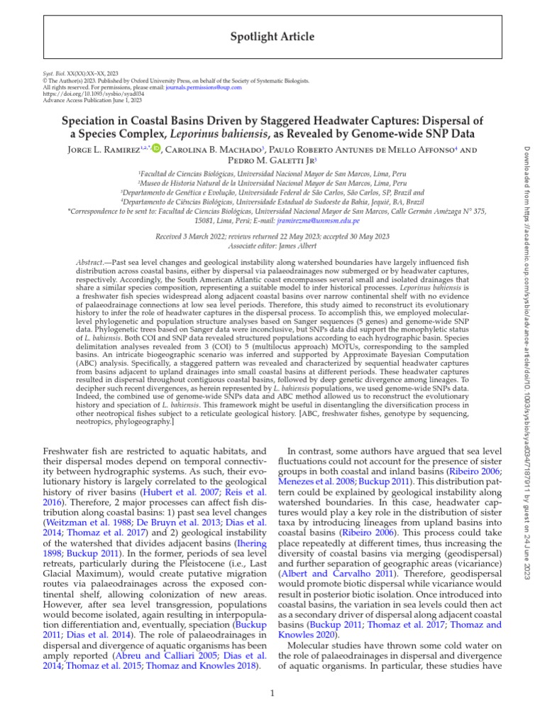 Ramirez Etal 2023 Staggered Headwater Capture | PDF | Dna Sequencing ...